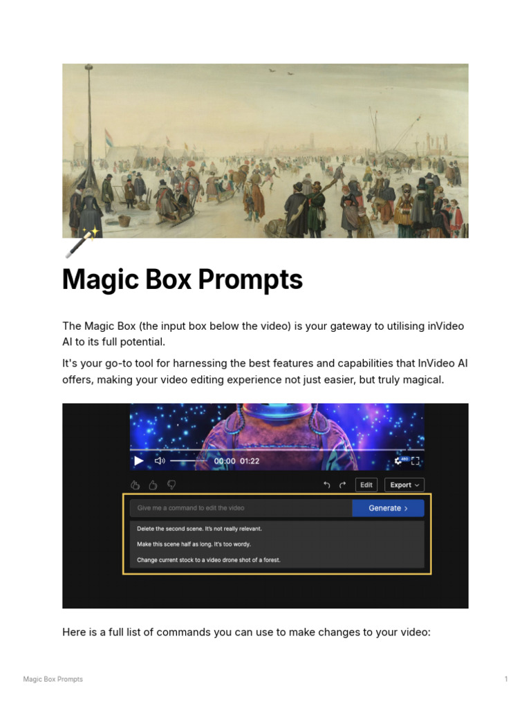 InVideo AI Magic Box Commands Guide | PDF
