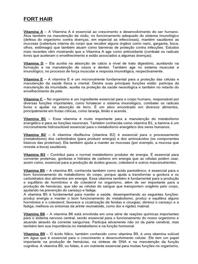 7. Descrição de produtos Full Redux - FORT HAIR | PDF | Vitamina ...