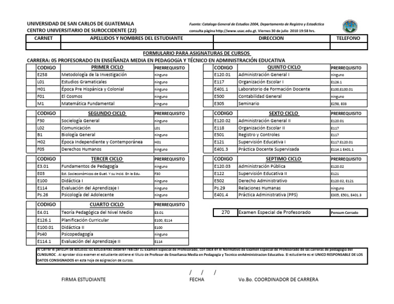 Hoja Pensum para Asignacion de Cursos Pem Tae | PDF | Maestros | Pedagogía