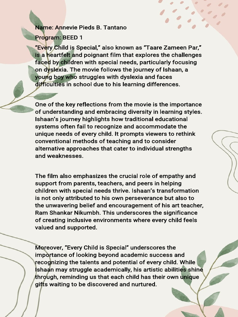 Reflection | PDF | Learning Disability | Inclusion (Education)