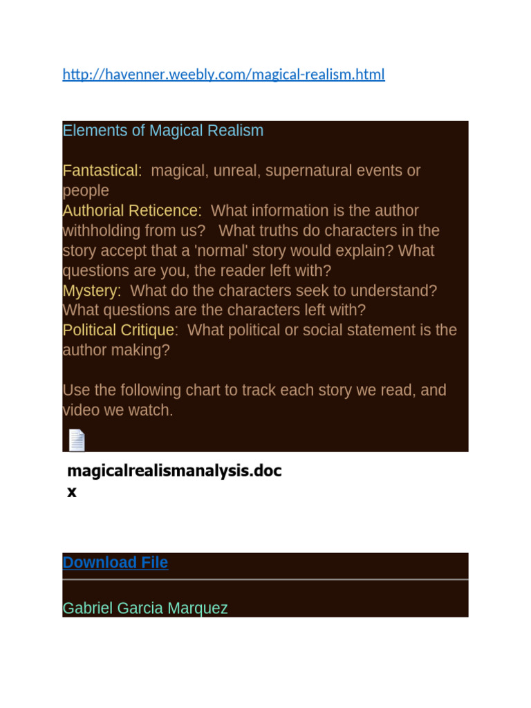 Elements of Magical Realism | PDF | Latin American Literature