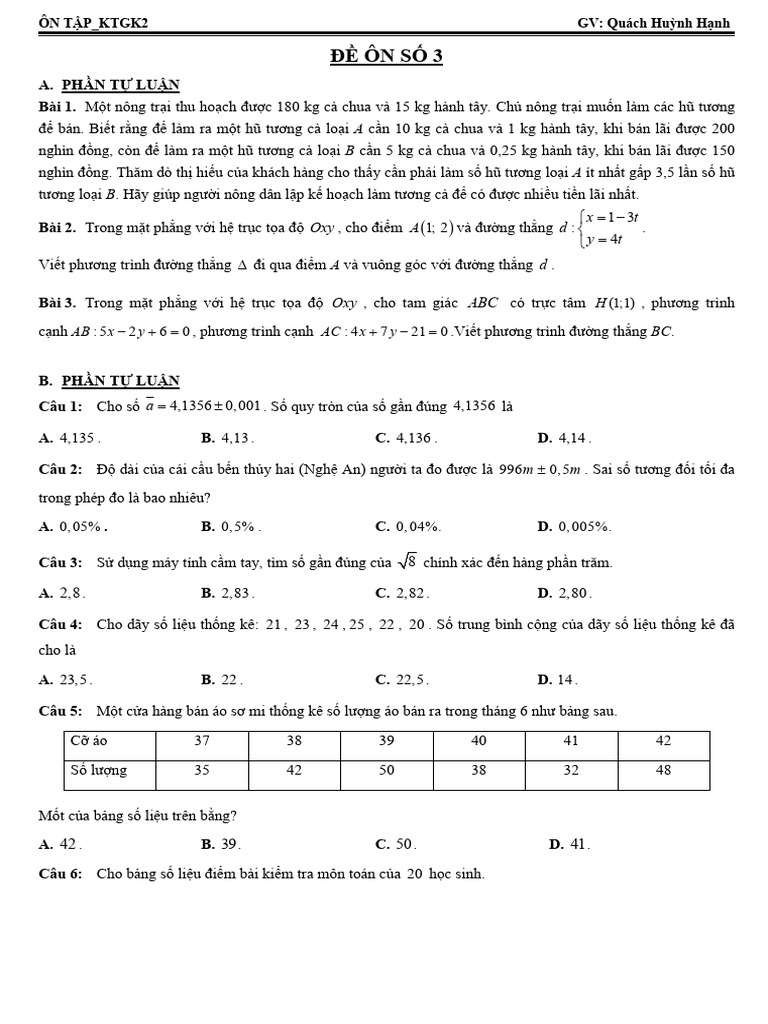 DE_ON_ktgk2_TOAN10_DE3 | PDF