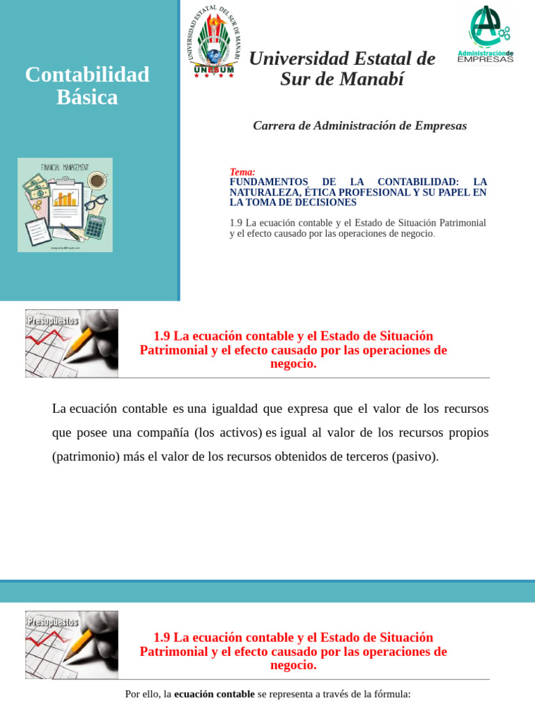 CLASE N 04 La Ecuación Contable y El Estado de Situación Patrimonial y El Efecto Causado Por Las ...