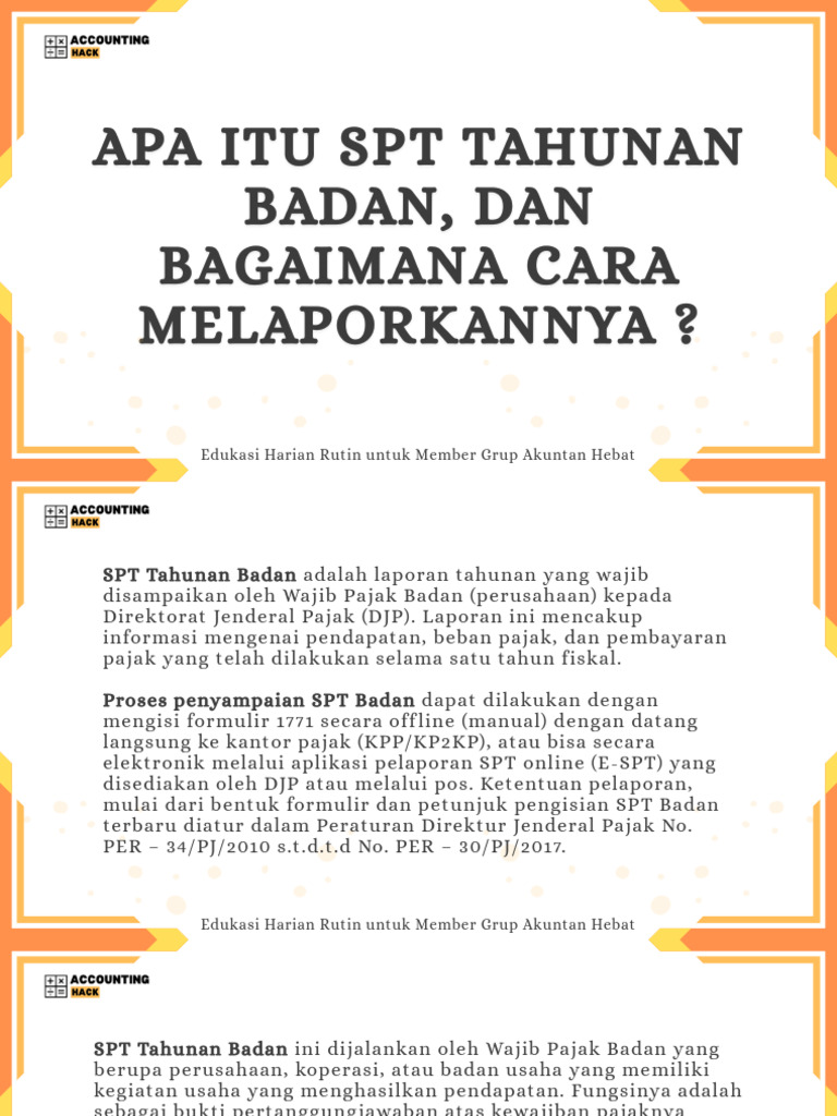 Panduan SPT Tahunan Badan 2023 | PDF