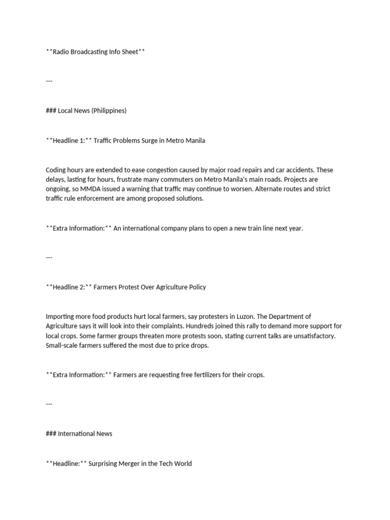 Radio Broadcasting Info Sheet | PDF