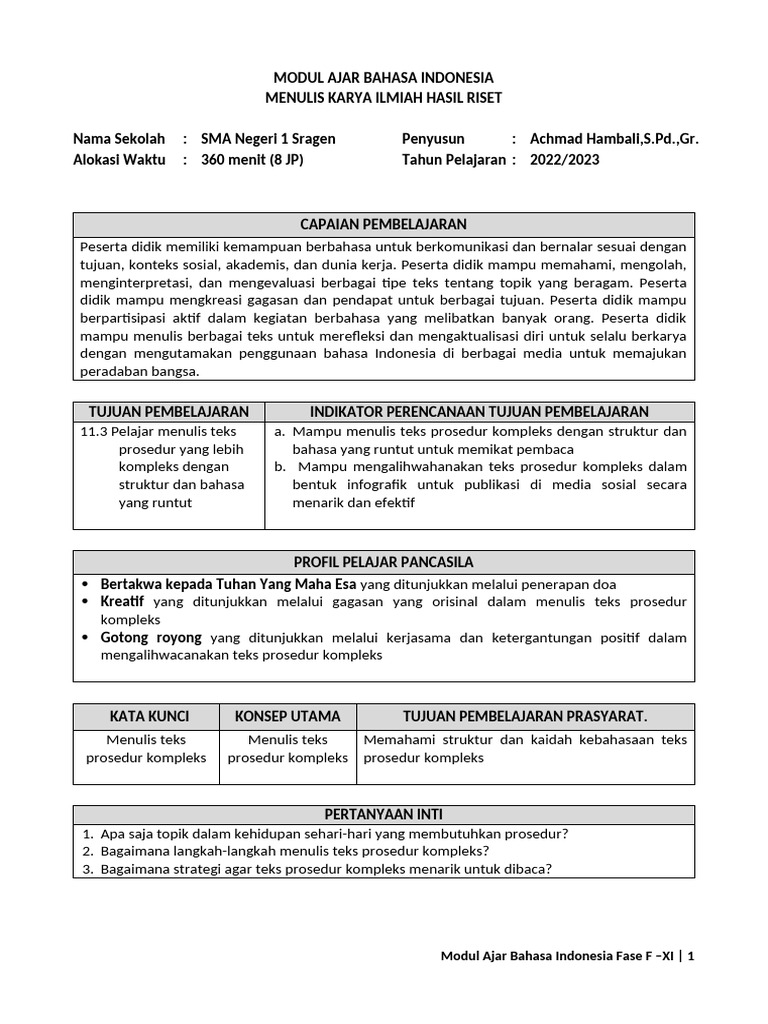 B.Indo Modul 3 - Teks Prosedur | PDF