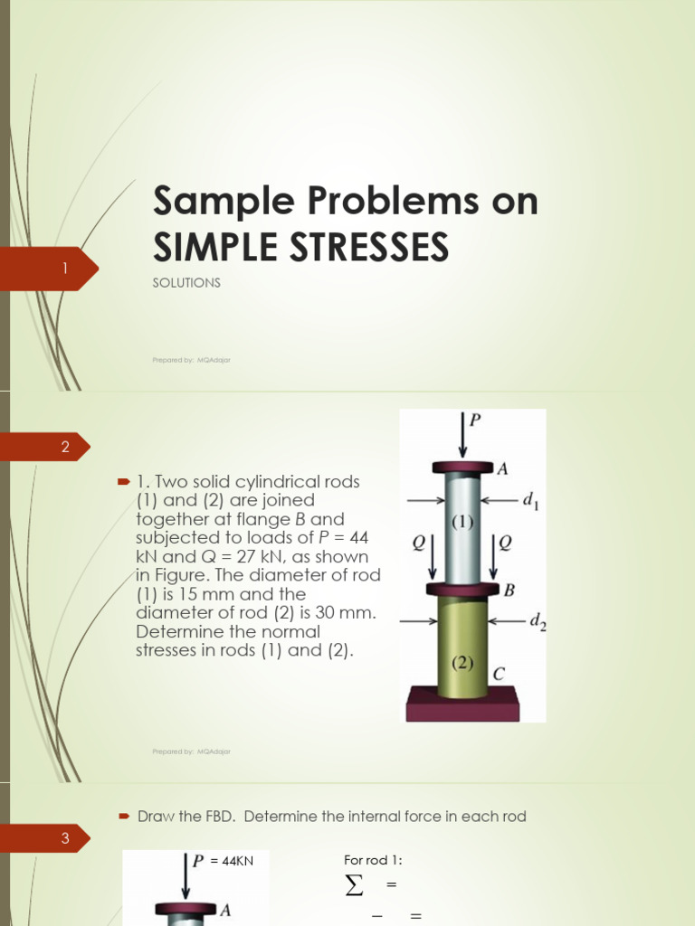 Solutions Simple Stresses PR | PDF | Stress (Mechanics) | Solid Mechanics