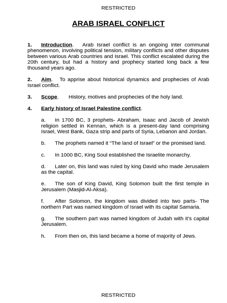 Arab Israel Conflict | PDF | Israel | World Politics