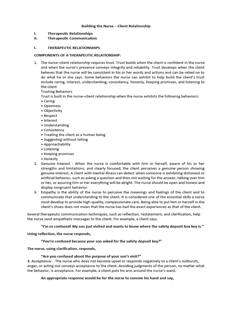 COMMUNICATION-BUILDING-THE-NURSE-CLIENT-RELATIONSHIP | PDF | Nonverbal ...
