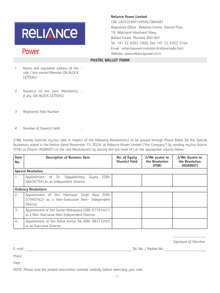 Postal_Ballot_Form_2025 | PDF | Absentee Ballot | Electronic Voting