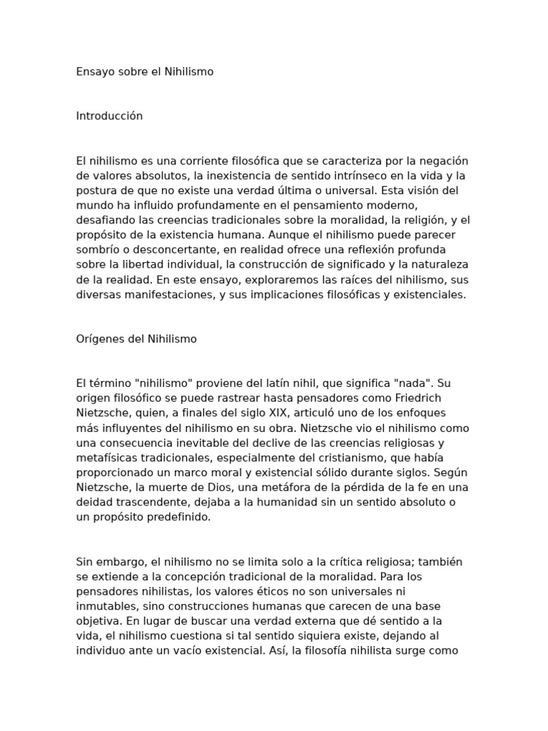 Explorando el Nihilismo Filosófico | PDF | Nihilismo | Moralidad