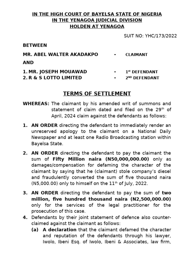 Abel & RS Lotto Terms To Be Amended | PDF | Defamation | Lawsuit
