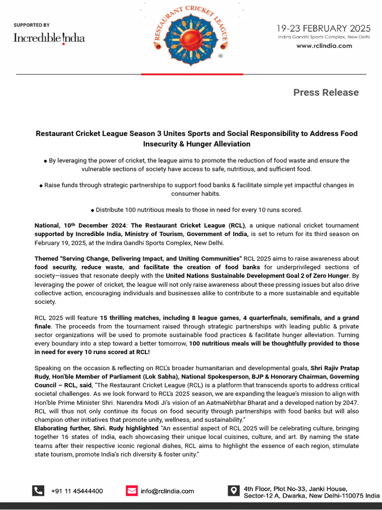 rcl_2025-press-release_10-Dec-2024 | PDF | Hunger | Food Security