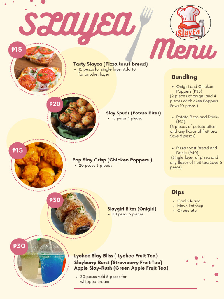Cream and Pink Cupcake Poster A4 Menu | PDF