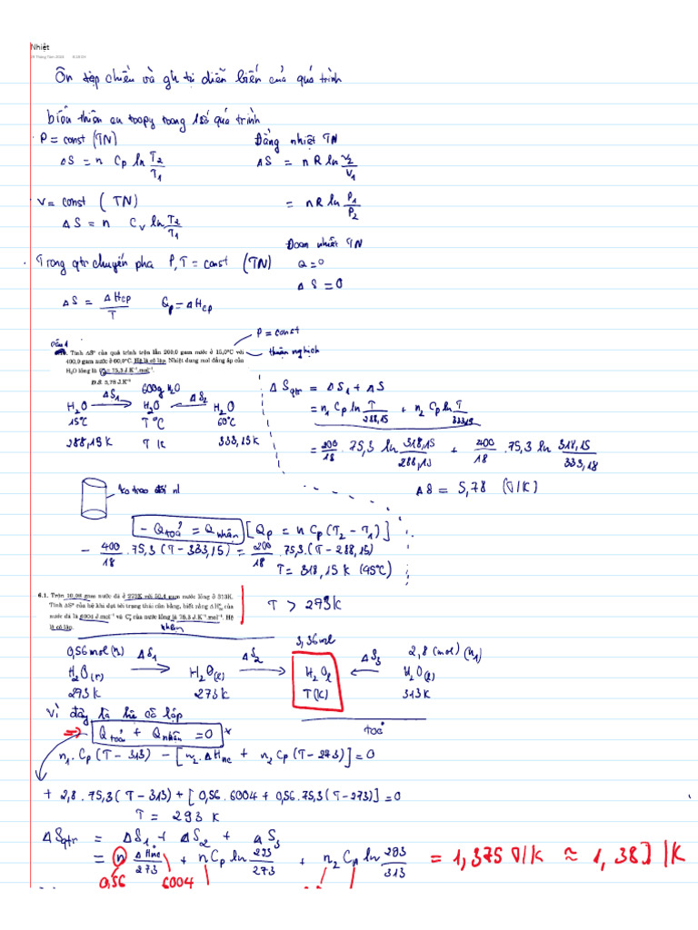 class note: nhiệt hóa học | PDF