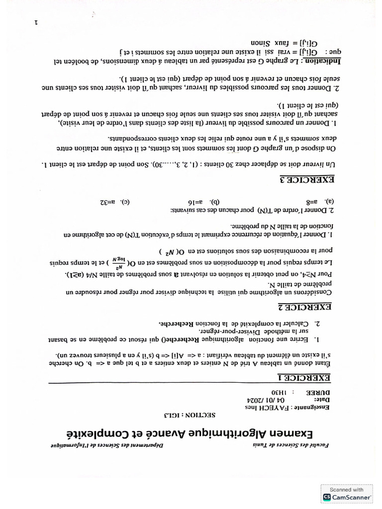 Examen Algo Avance Et Complexite | PDF