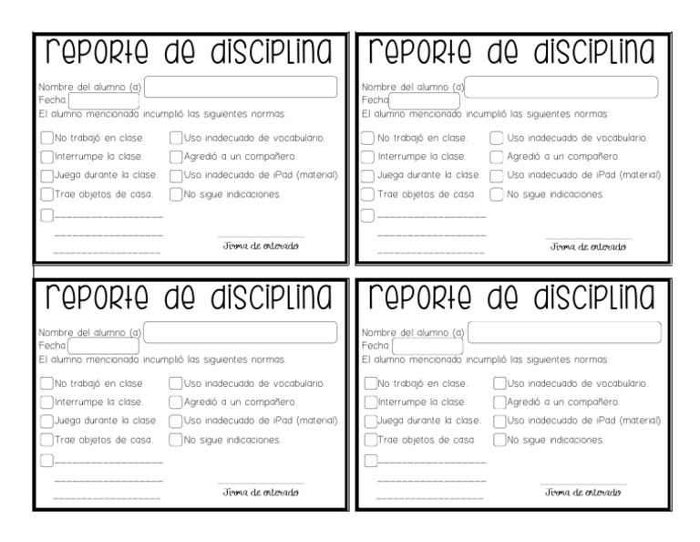Reporte de Disciplina | PDF