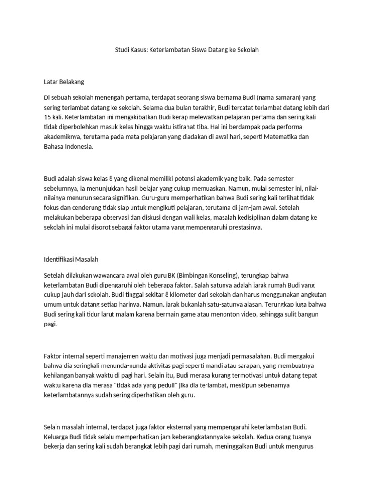 Studi Kasus Datang Terlambat Sekolah | PDF