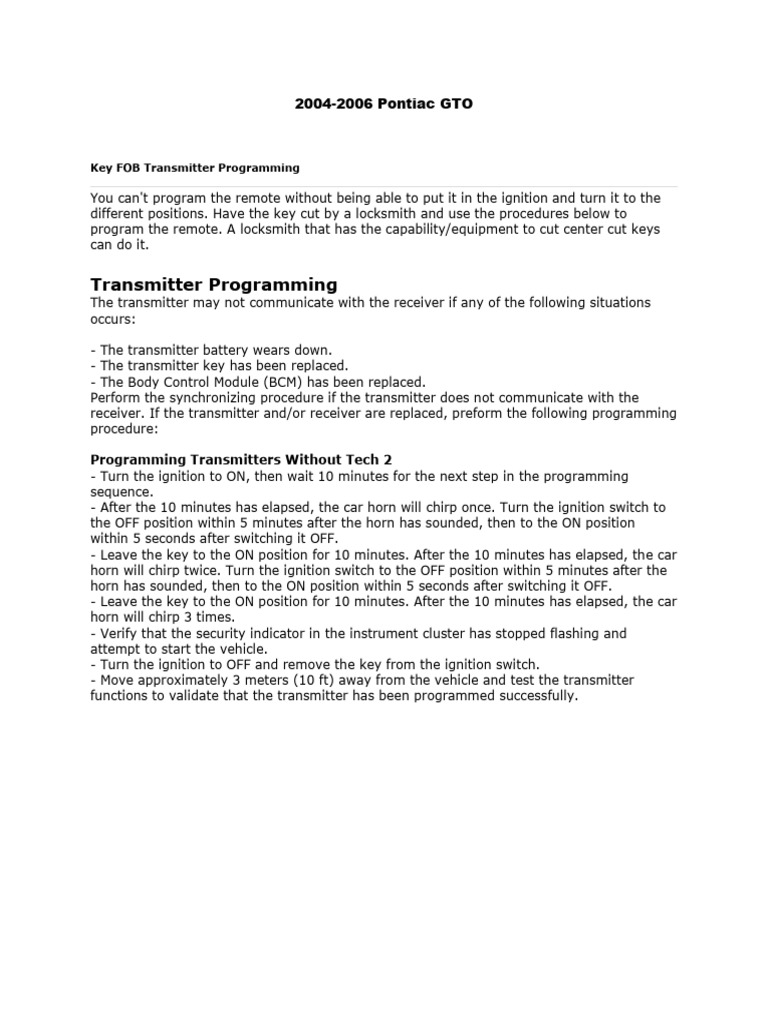 Key Programming | PDF