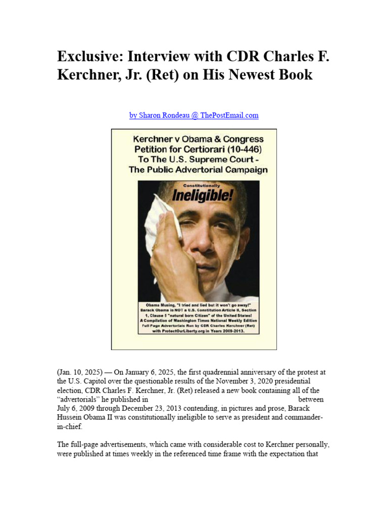 Kerchner's Book on Obama's Eligibility | PDF | Article Two Of The ...