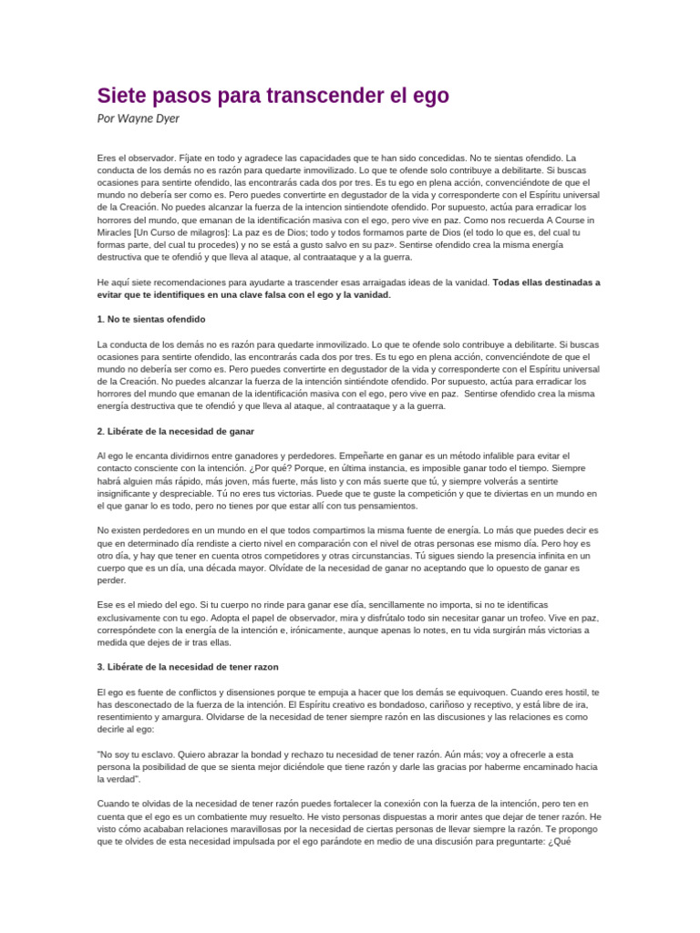 Trascender el Ego en 7 Pasos | PDF