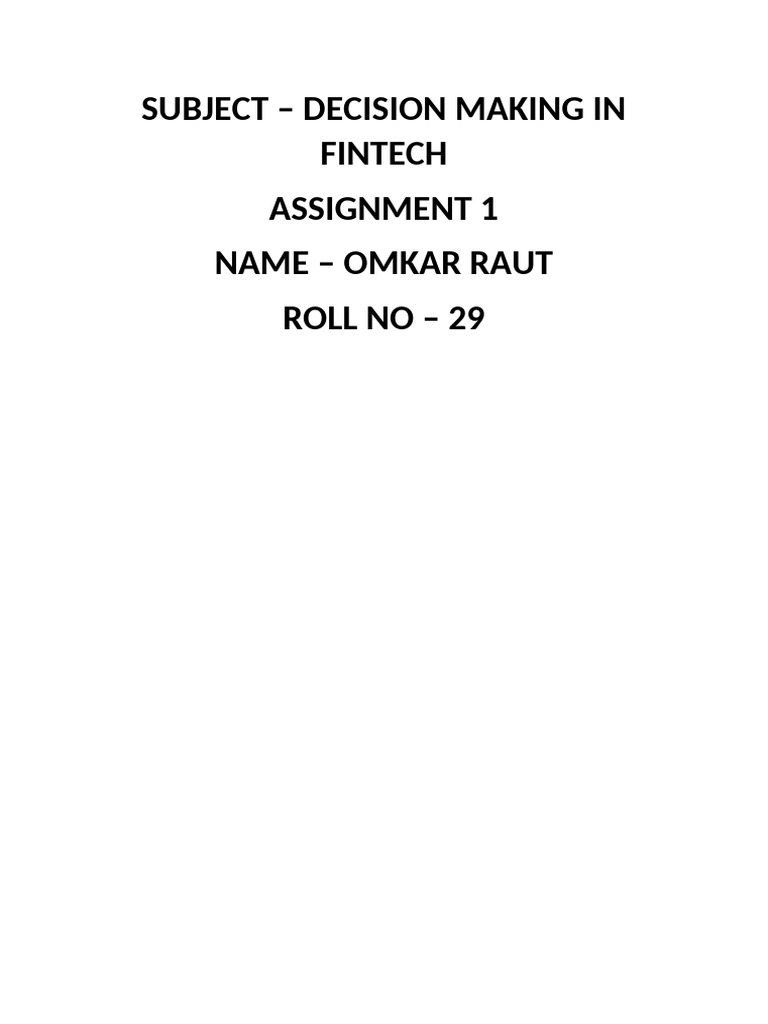 DECISION MAKING ASSIGNMENT | PDF | Accuracy And Precision | Regression ...