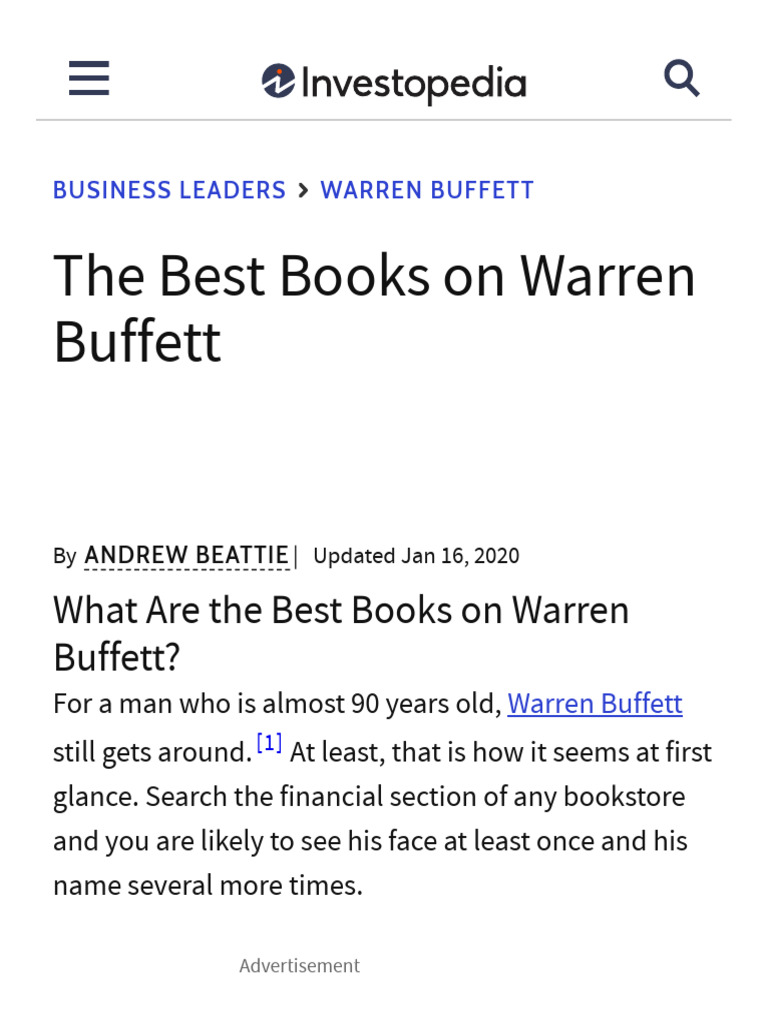The Best Books On Warren Buffett | PDF | Warren Buffett | Value Investing