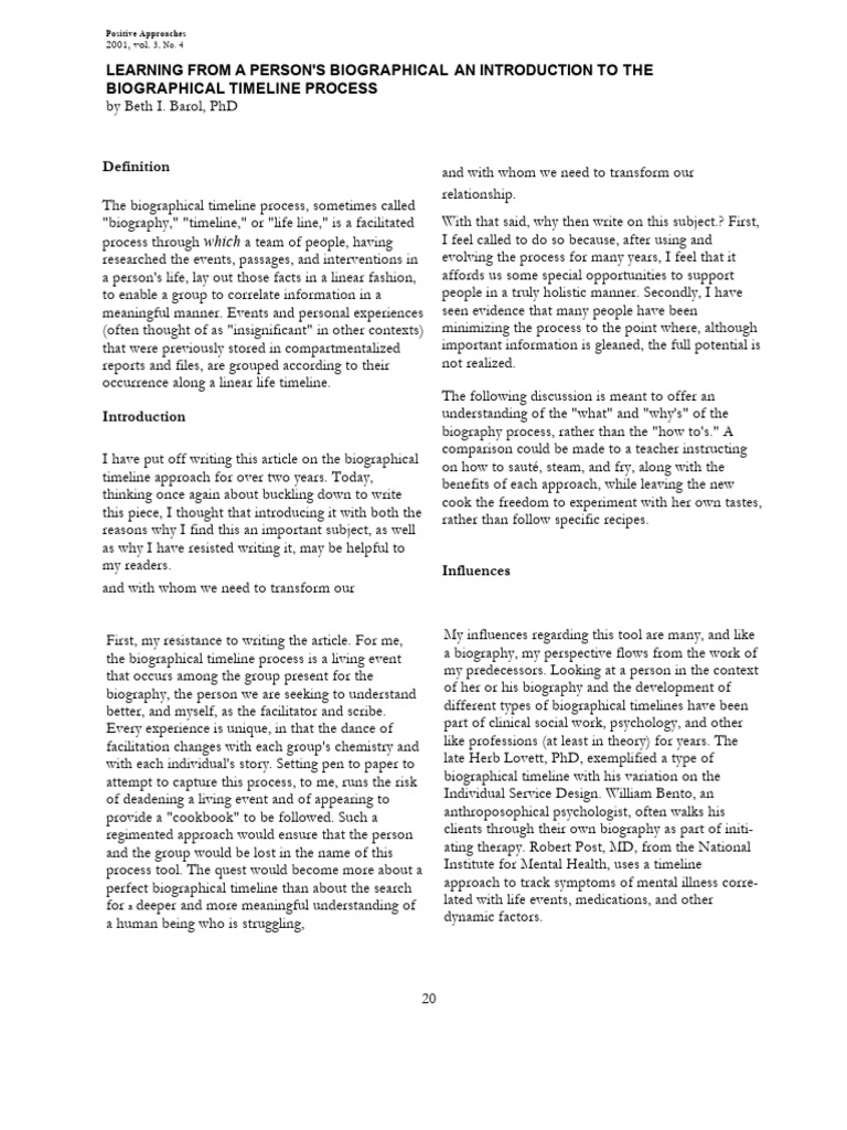 Barol - Biographical Timeline-2 | PDF | Antipsychotic | Mental Disorder
