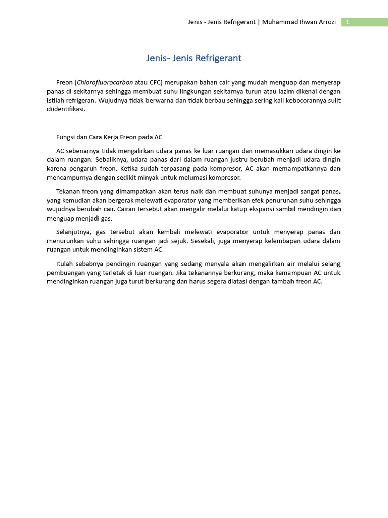 Jenis-Jenis Freon dan Refrigerant | PDF