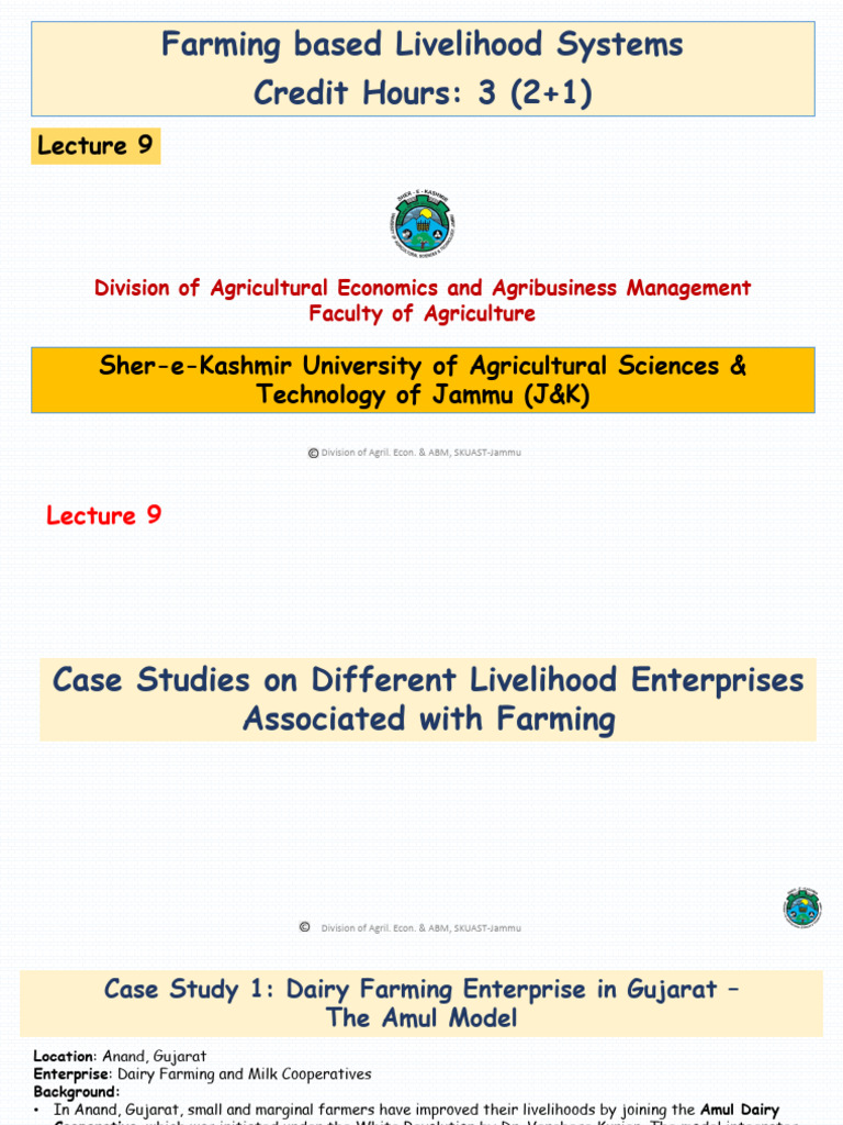 Farming Based Livelihood Systems Lecture 9 | PDF | Agriculture | Dairy