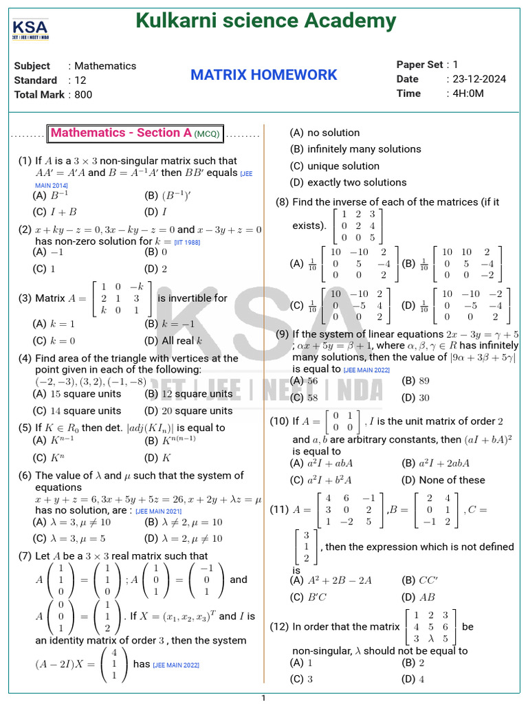 Matrix Homework 1734932983 | PDF | Matrix (Mathematics) | Matrix Theory