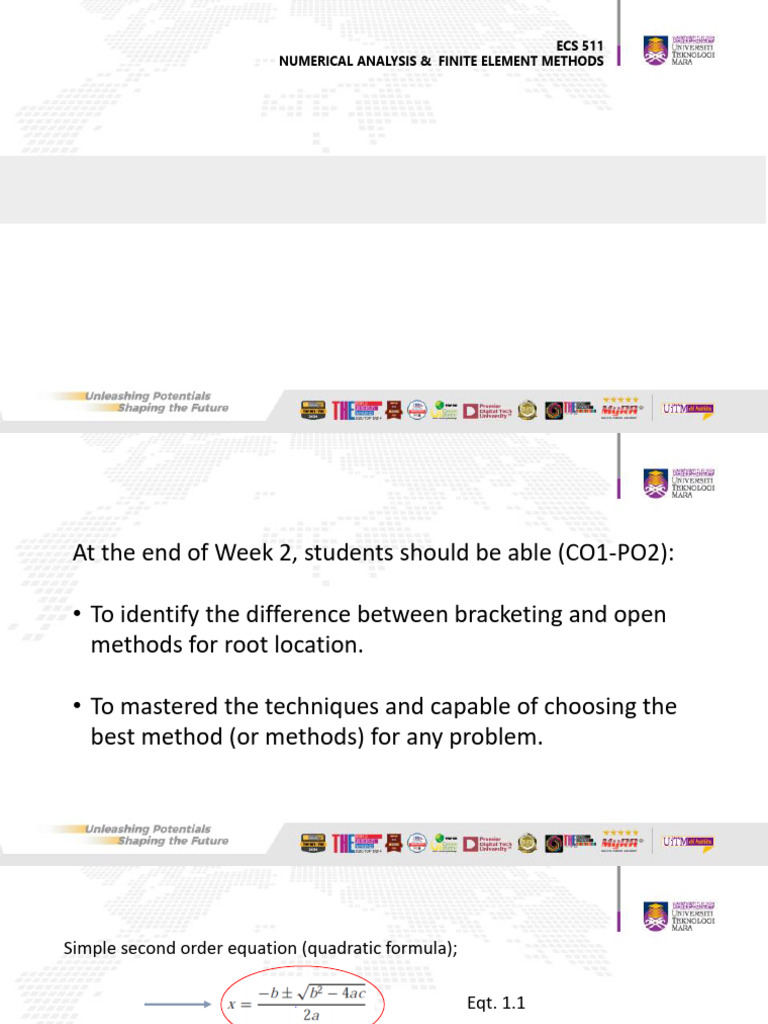 Ecs511_week 2_topic 2_roots of Equations | PDF | Equations | Computational Science