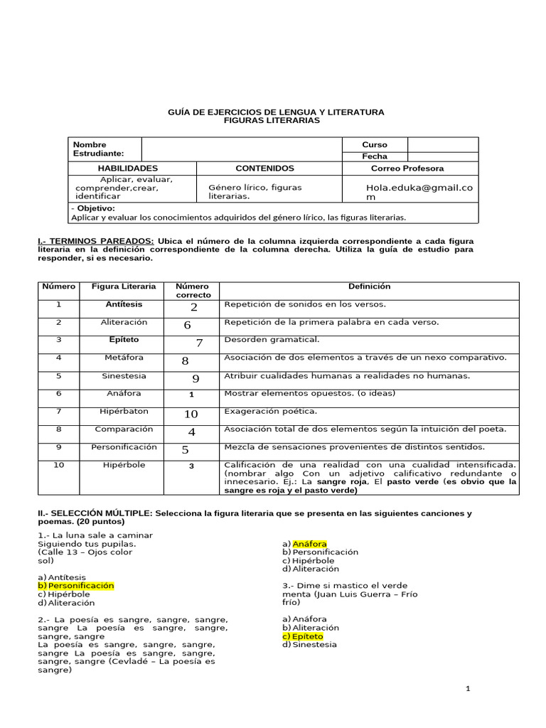 EJERCICIOS FIG. LIT. NM1 2 | PDF | Poesía | Técnicas Retóricas
