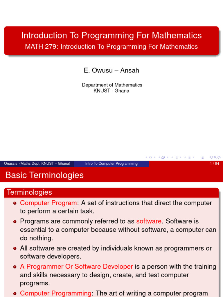 Lecture Slides - MATH 279 (2018-2019) | PDF | Assembly Language | Programming