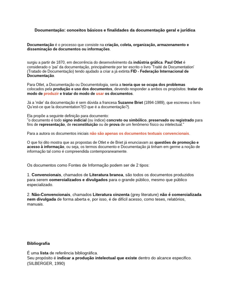 Conceitos de Documentação Jurídica | PDF | Jurisprudência | Doutrina