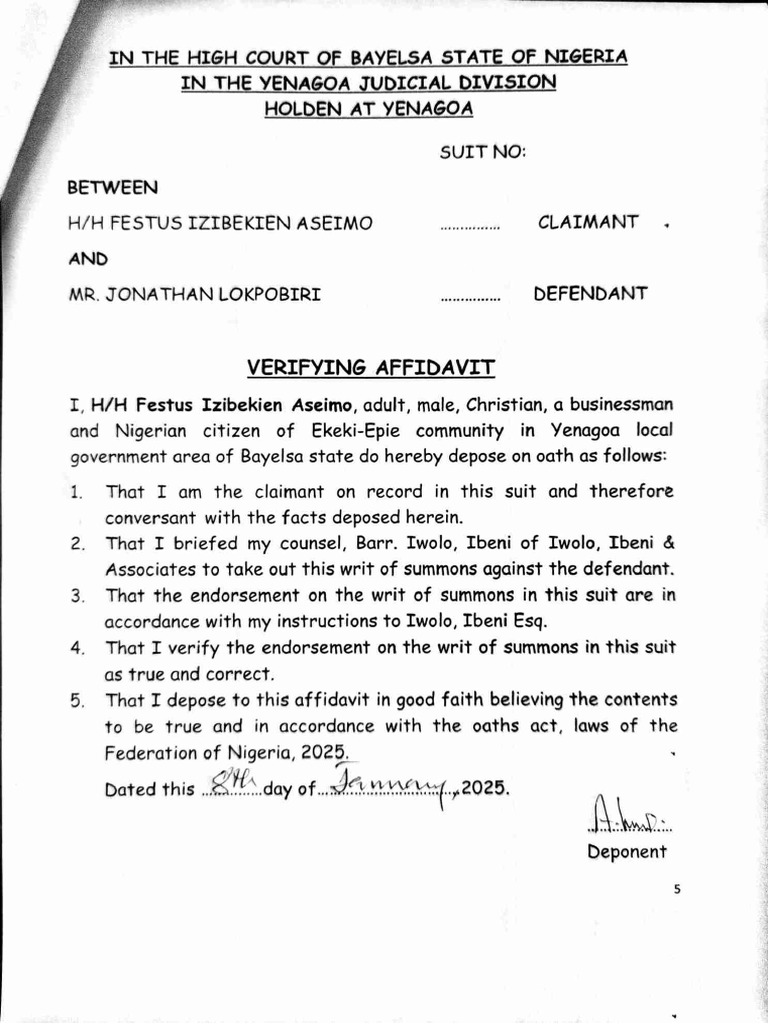 HH FESTUS Verifying Affidavit | PDF