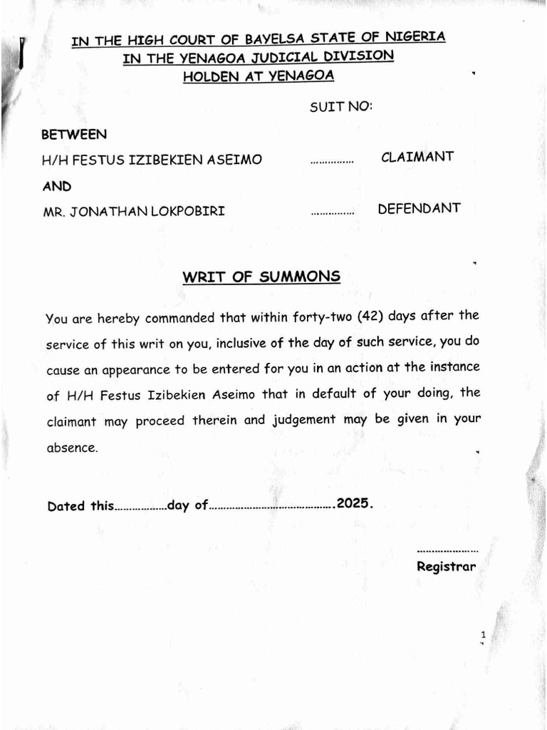 HH Festus - Writ | PDF