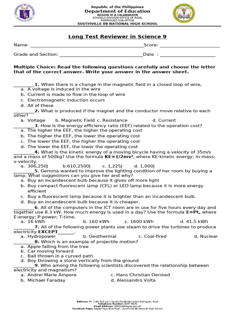 Reviewer For in G9 Science | PDF | Momentum | Acceleration