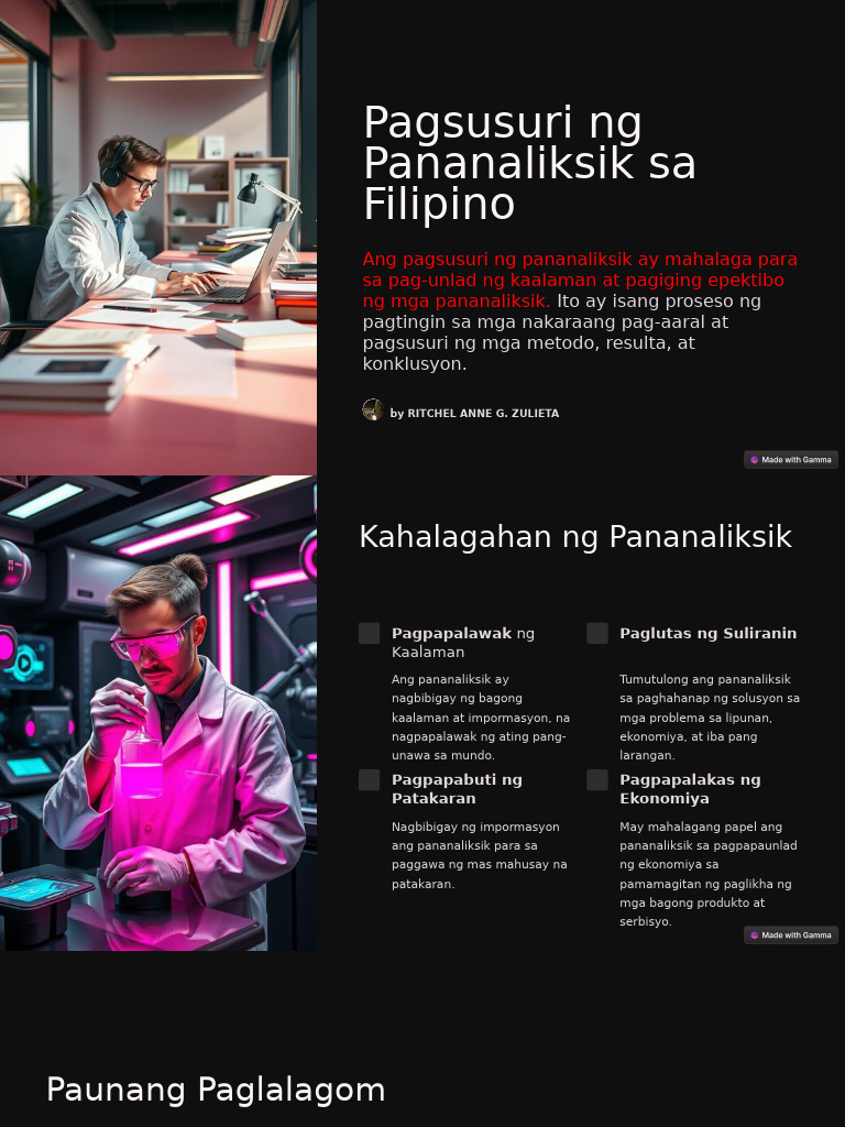 Pagsusuri Ng Pananaliksik Sa Filipino | PDF