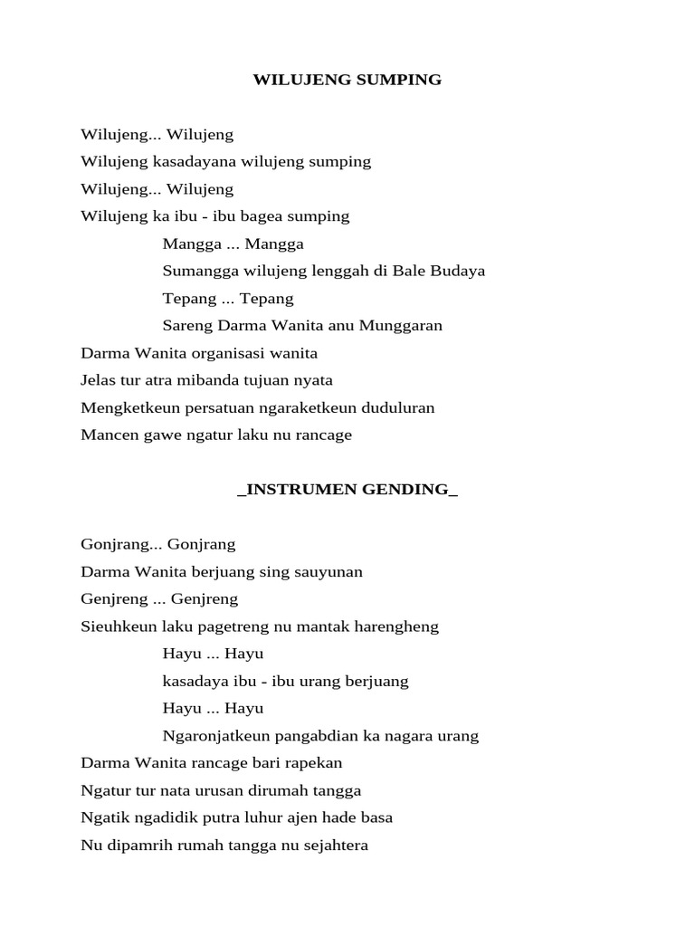 Teks Wilujeng Sumping | PDF