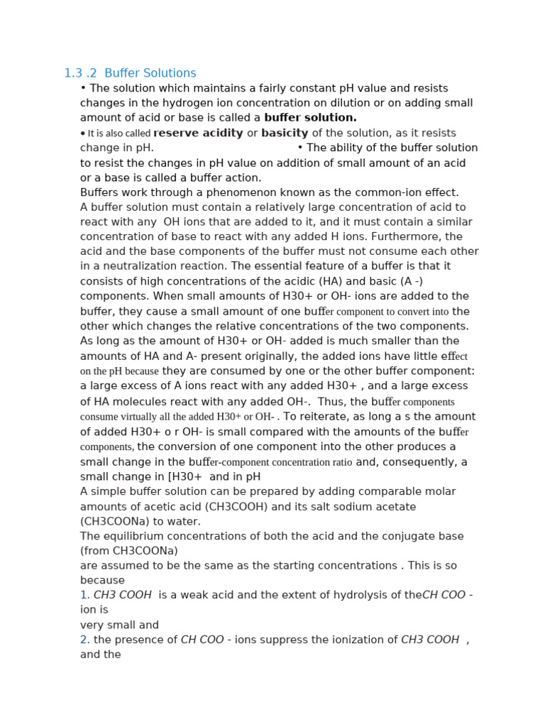 note 3 | PDF | Buffer Solution | Acid