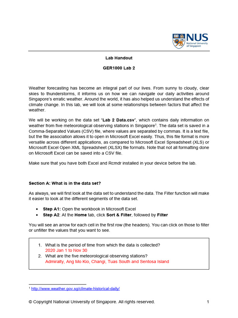 Weather Data Analysis Lab Guide | PDF | Microsoft Excel | Linear Regression