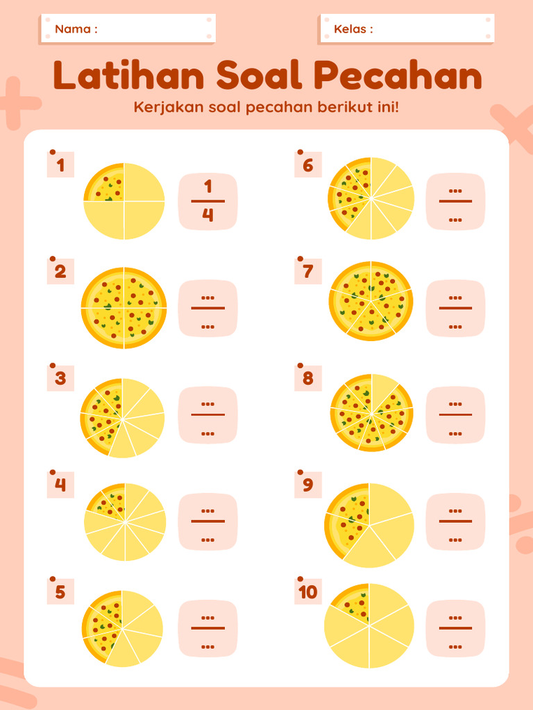 Latihan Soal Pecahan Lembar Kerja Merah Muda Sederhana.pdf | PDF