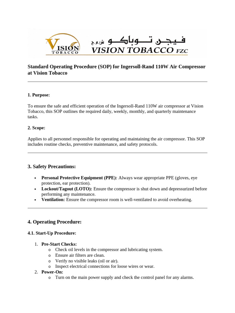 Standard Operating Procedure | PDF | Manufactured Goods | Mechanical ...