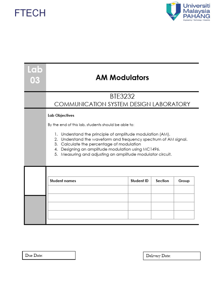 Lab3_AM_rev1 (1) | PDF | Frequency Modulation | Modulation