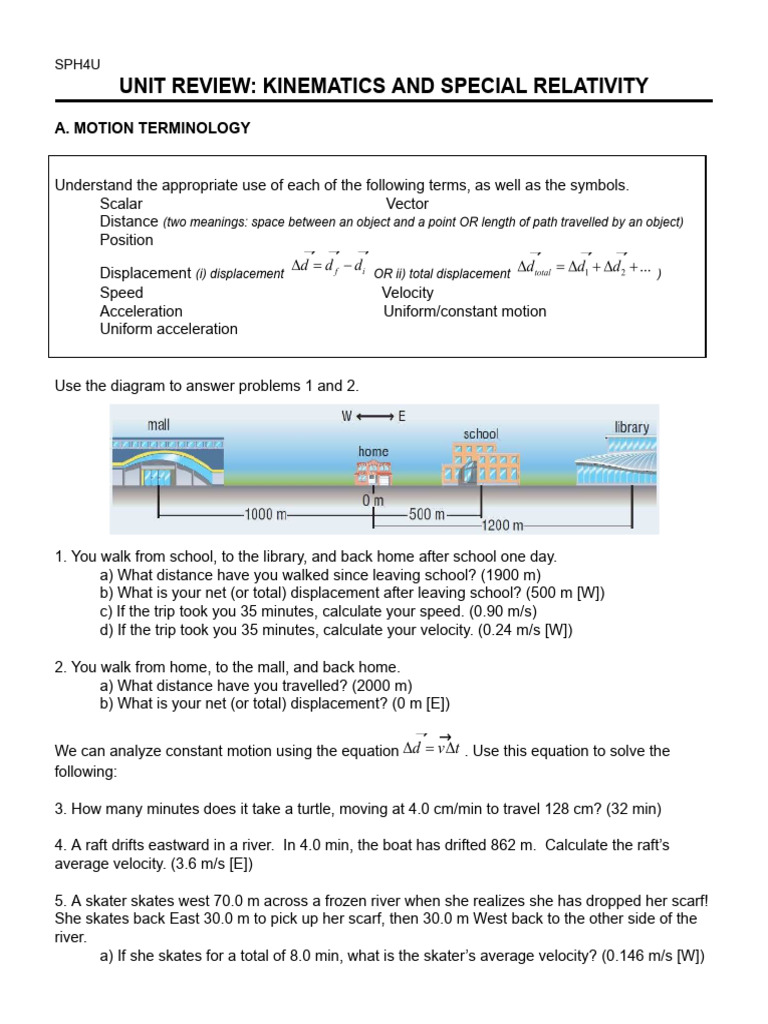 Review Kinematics and Special Relativity | PDF | Acceleration | Kinematics