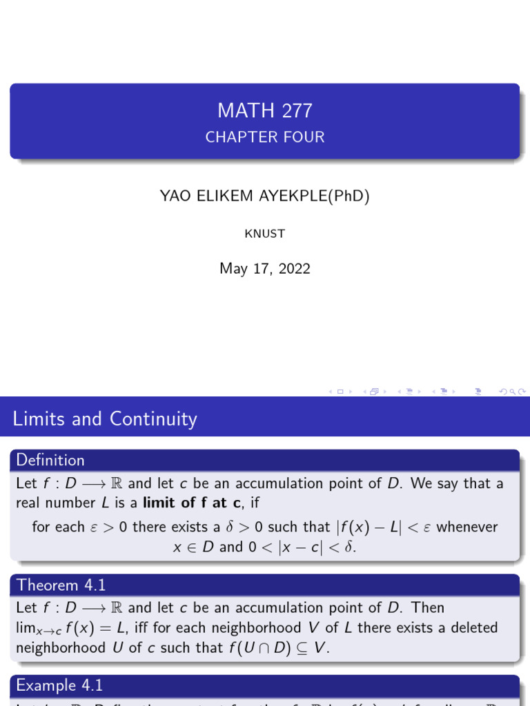 MATH 277 CHAPTER FOUR | PDF | Analysis | Mathematics