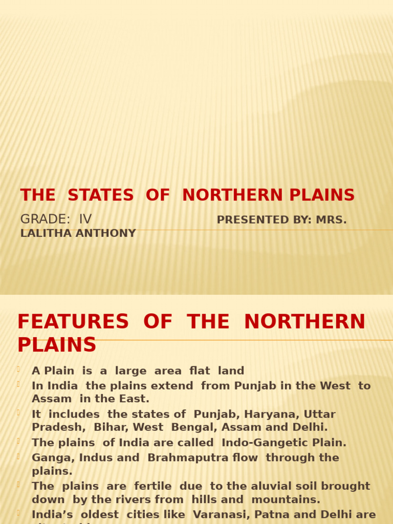 Overview of Northern Plains for Class 4 | PDF | Punjab | Delhi