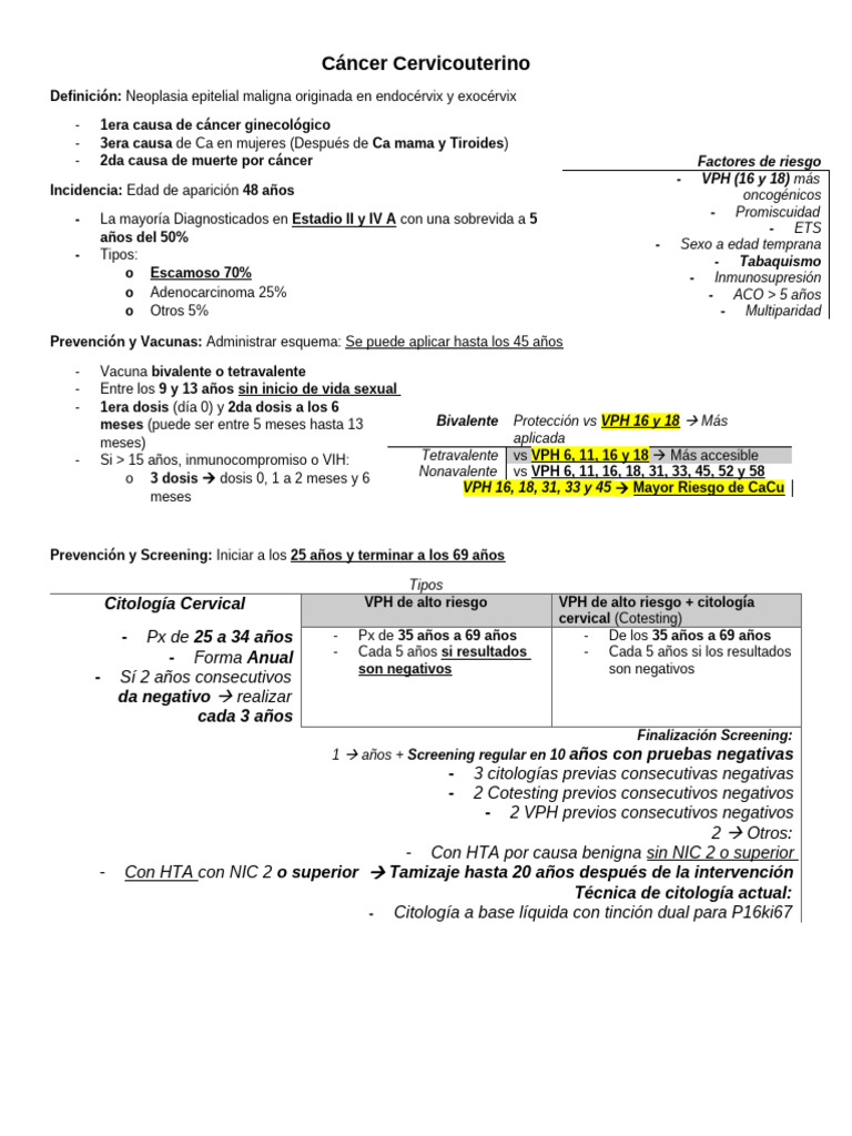 Cáncer Cervicouterino: Guía Clínica | PDF | Cáncer de cuello uterino ...