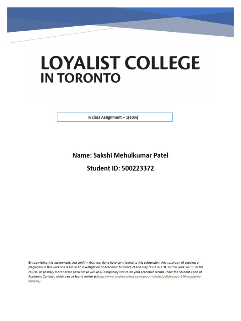 Inclass Assignment1casestudy1 | PDF